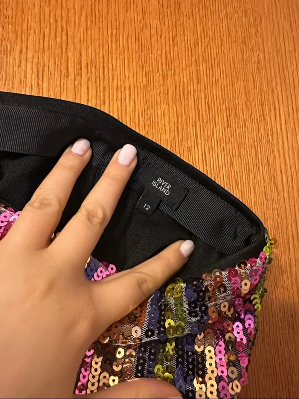 River Island | Skirts | River Island Gold Pink Black Sequin Stripe Mini ...